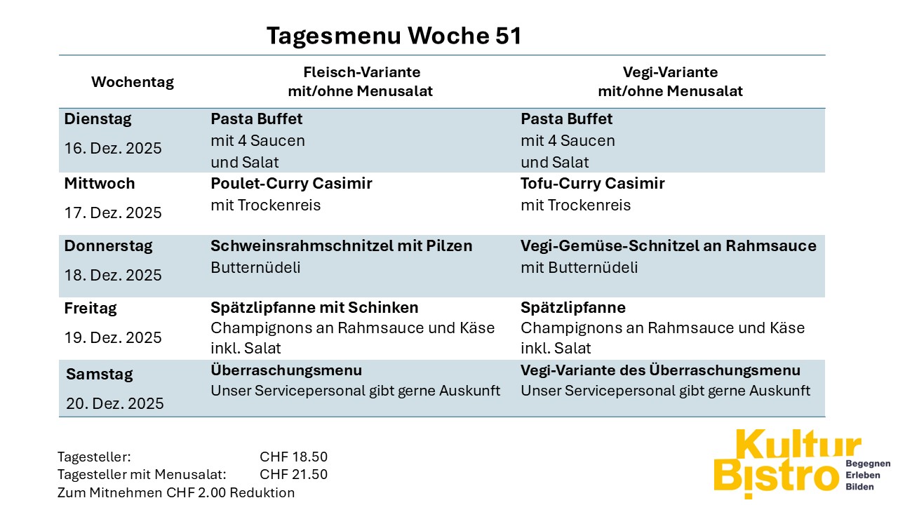 Öffnungszeiten / Speis und Trank – Kulturbistro Solothurn